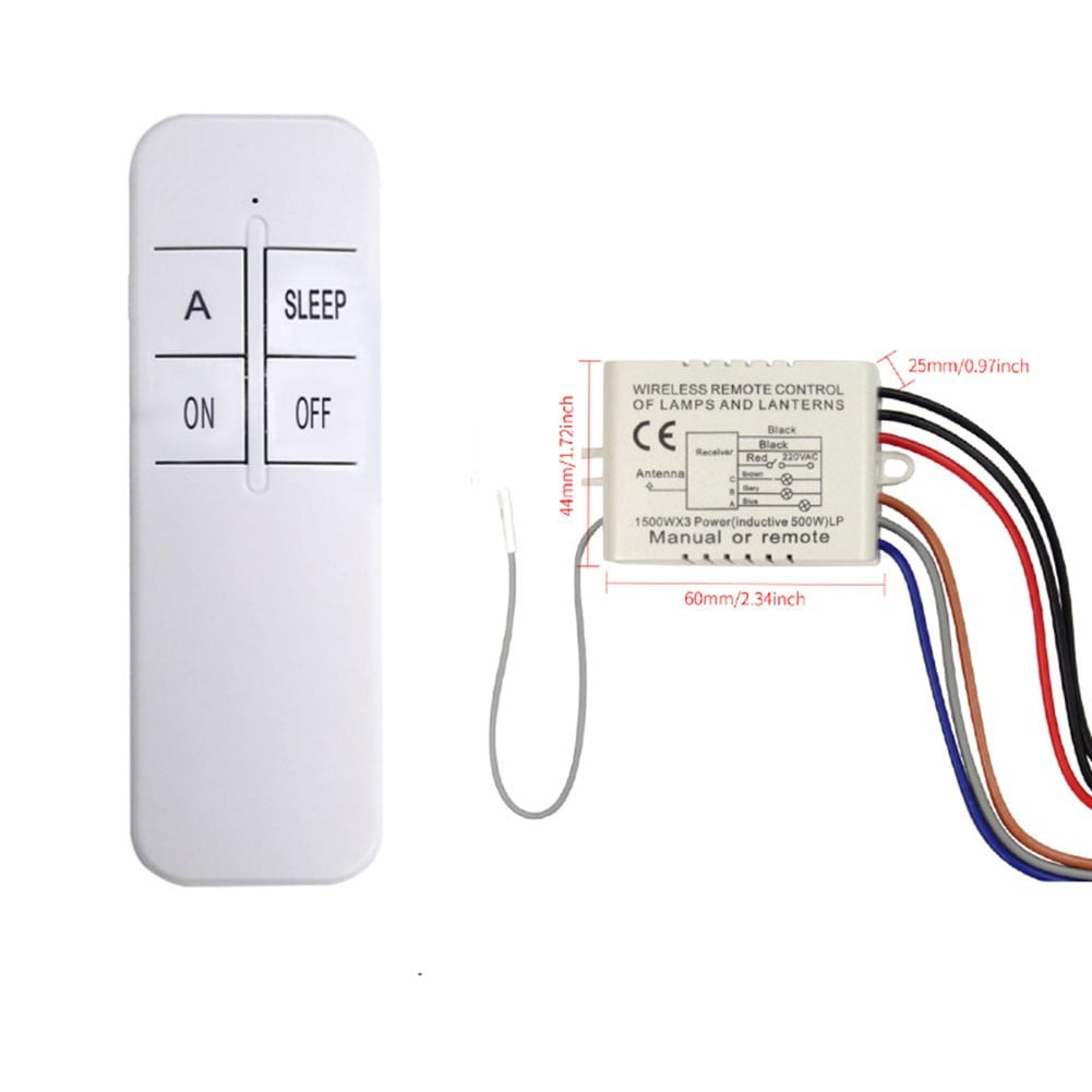 1/2/3 Way On/Off 220V Remote Switch Light Wireless Wall Remote Switch ...