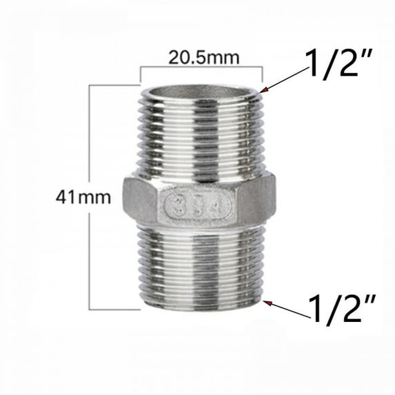 1/2"304 Stainless Steel Double BSPT Male Threaded Tubing Joints Reducing Pipe Connector Dn10 ...