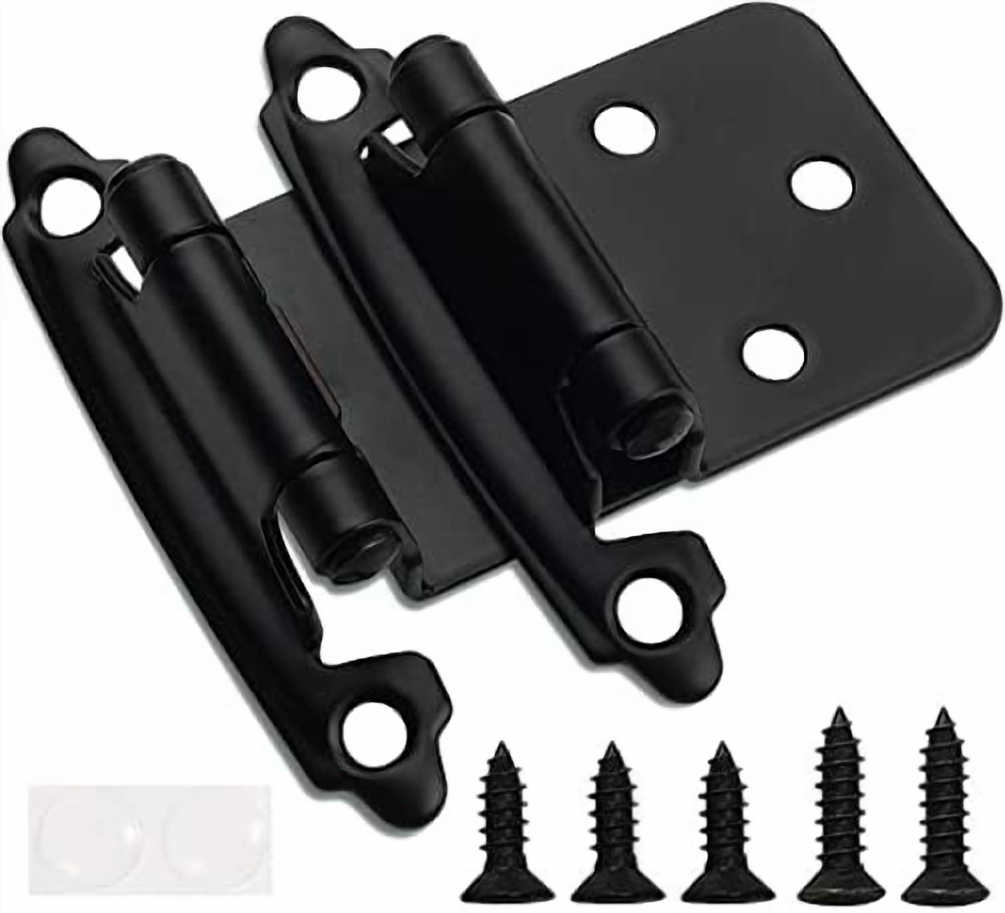 1/2" Overlay Matte Black Cabinet Hinges (1 Pair -2 Pcs) Self Closing ...