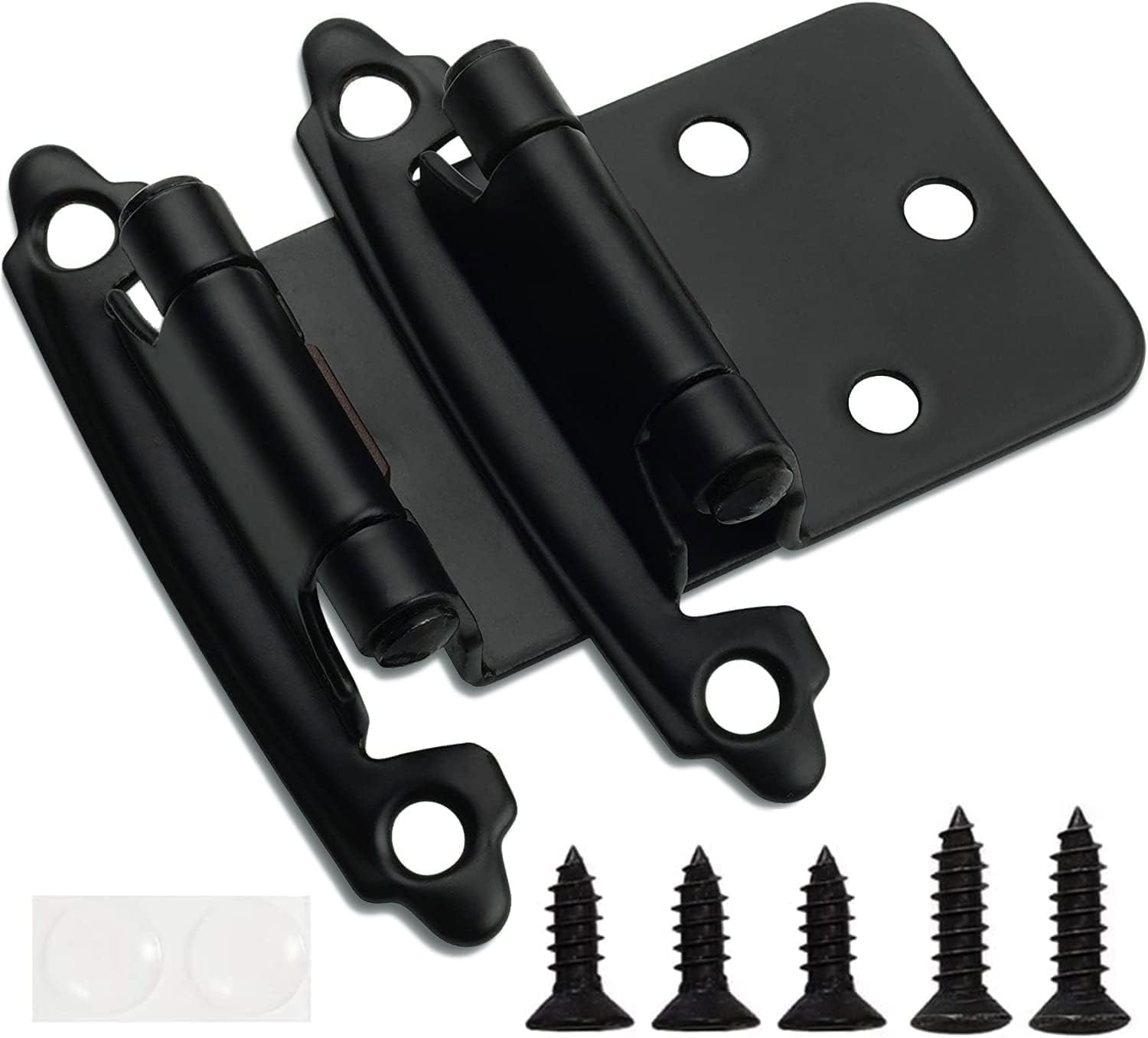 1/2" Overlay Matte Black Cabinet Hinges (30 Pair -60 Pcs) Self Closing ...