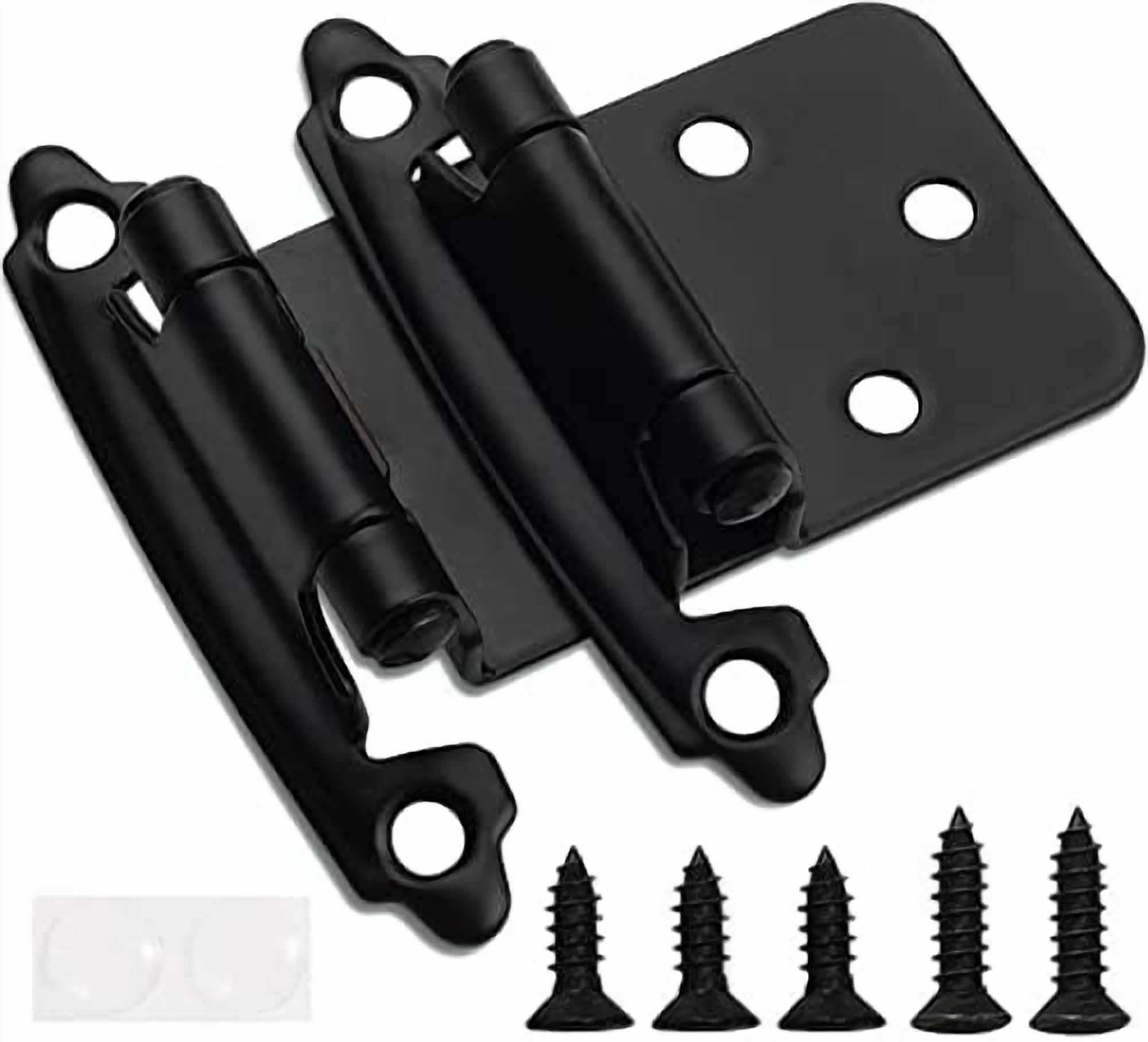 1/2" Overlay Matte Black Cabinet Hinges 50 Pack (25 Pair) Self Closing ...
