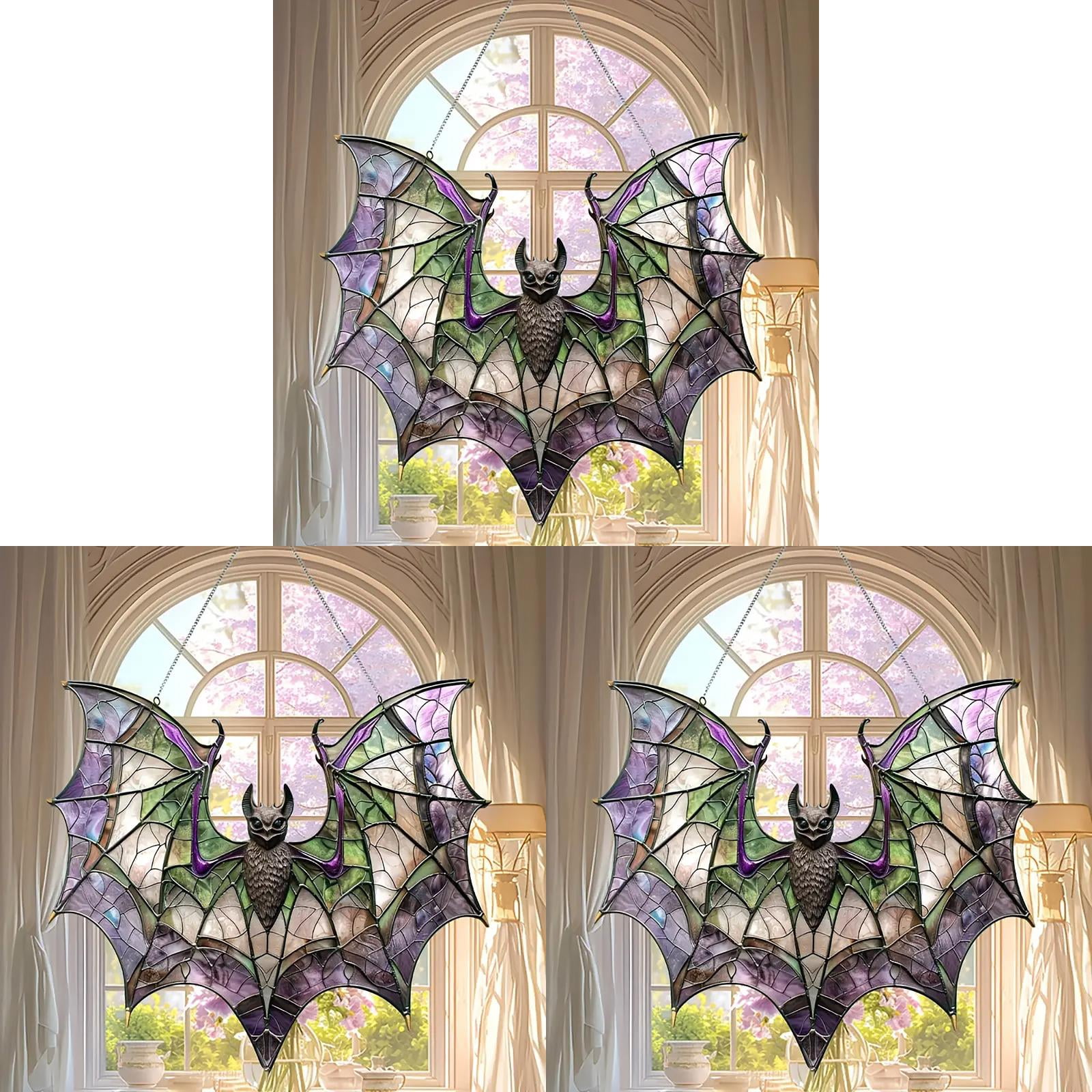 1/2/3PCS Bat Stained Glass Window Hangings, 7.8*7.2/7.8*7'' Bat Decor ...