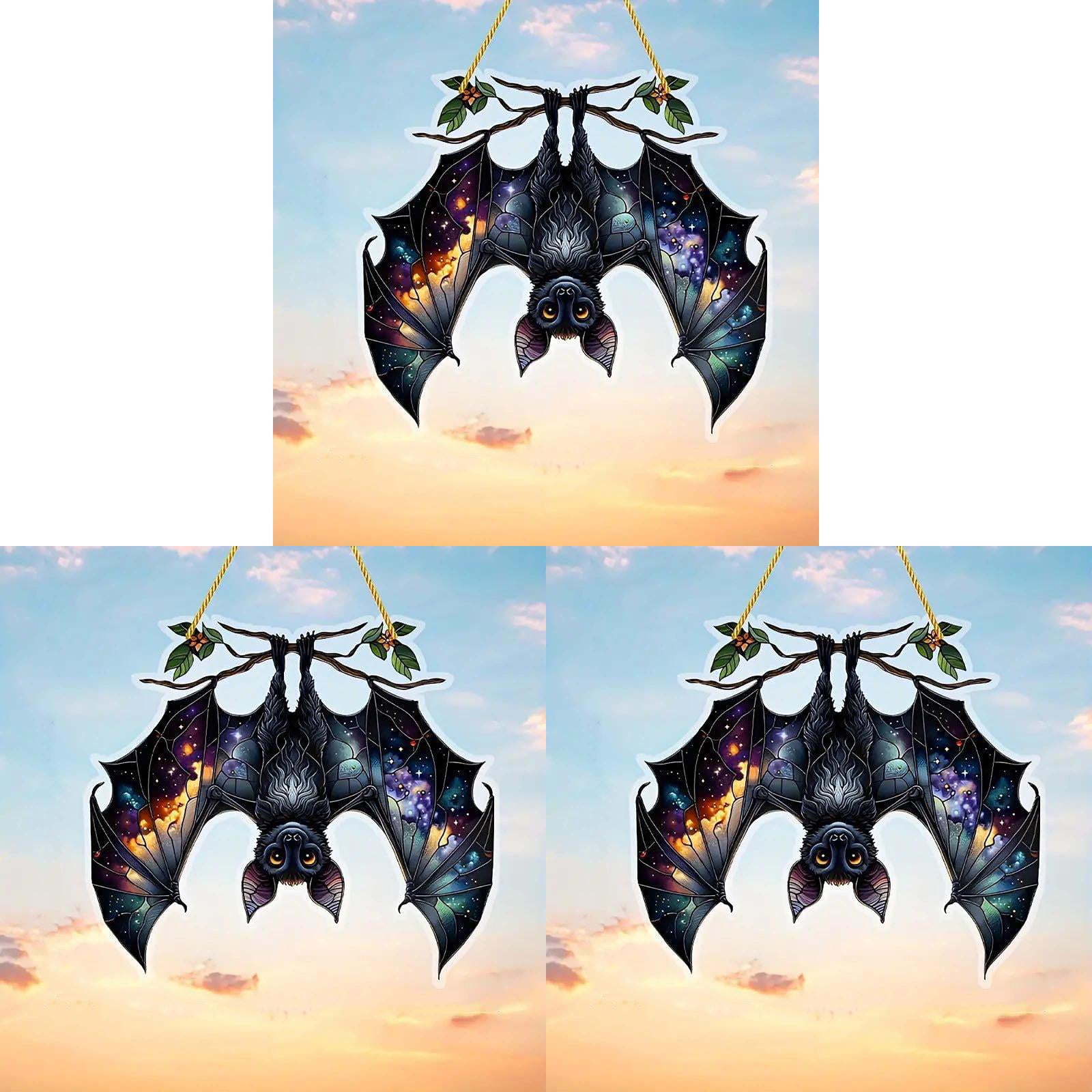 1/2/3PCS Bat Stained Glass Window Hangings, 7.8*7.2/7.8*7'' Bat Decor ...