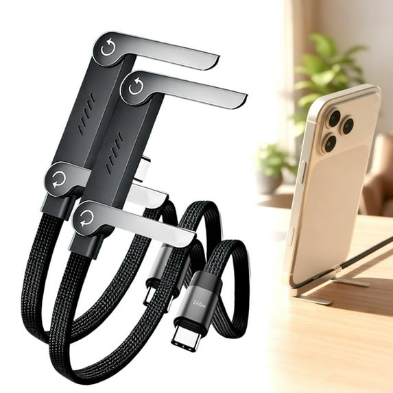 1/2/3PCS Braided Fast Charge Cable with Built-in Phone Stand, Durable ...
