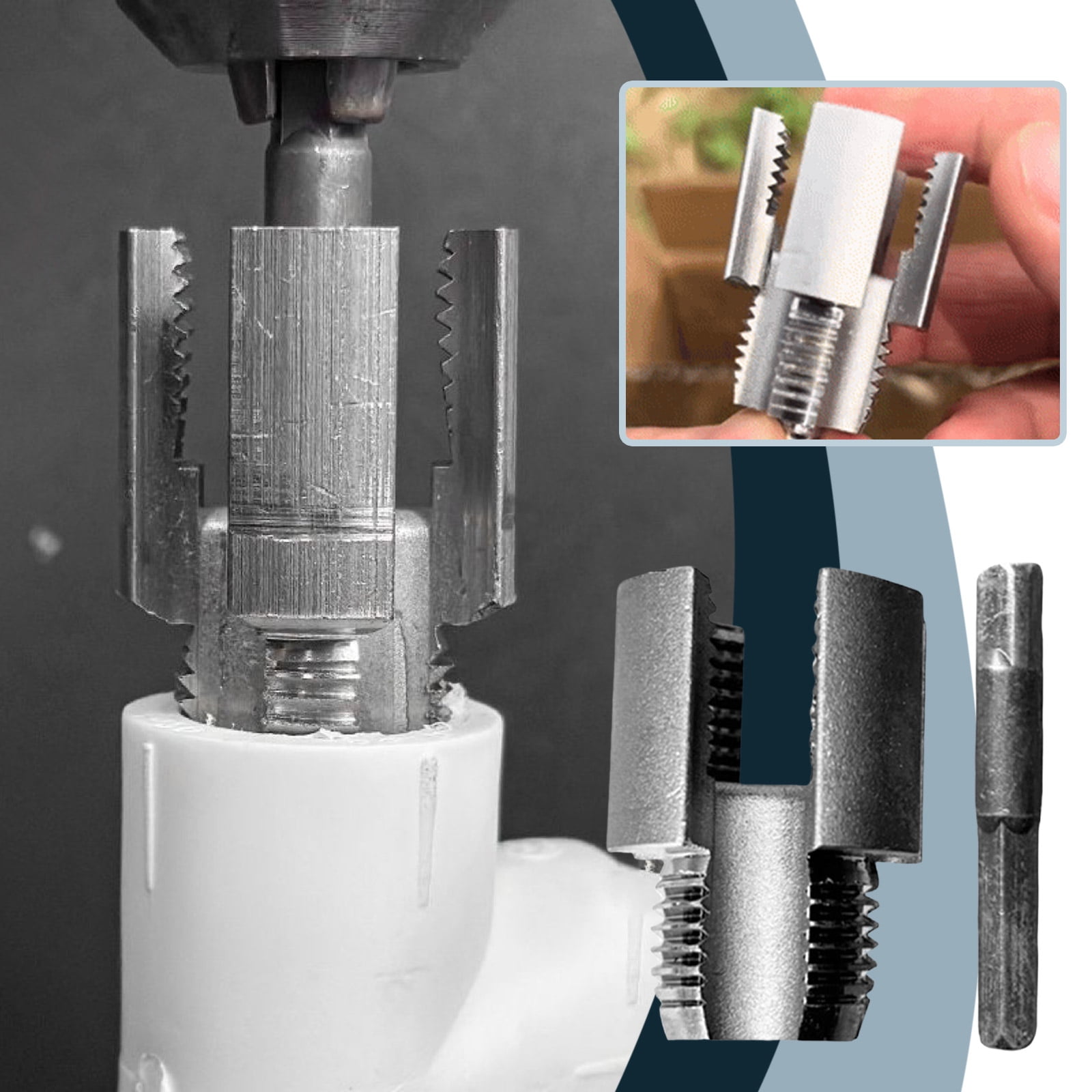 1/2/3PCS Durable Integrated Internal & External Pipe Threading Tool ...