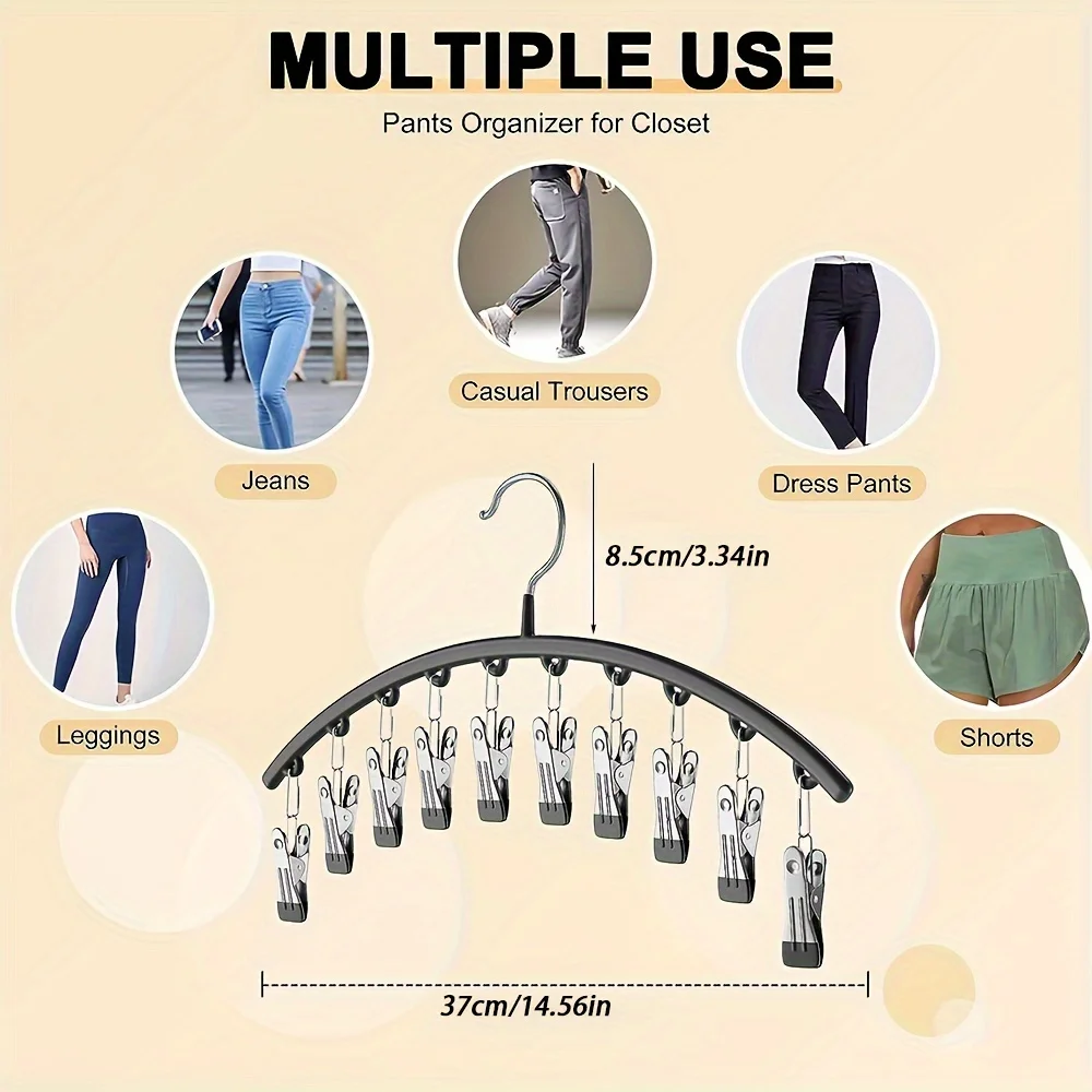 1/2/3PCS Legging Organizer for Closet, Pants Hangers with10 Clips Holds ...