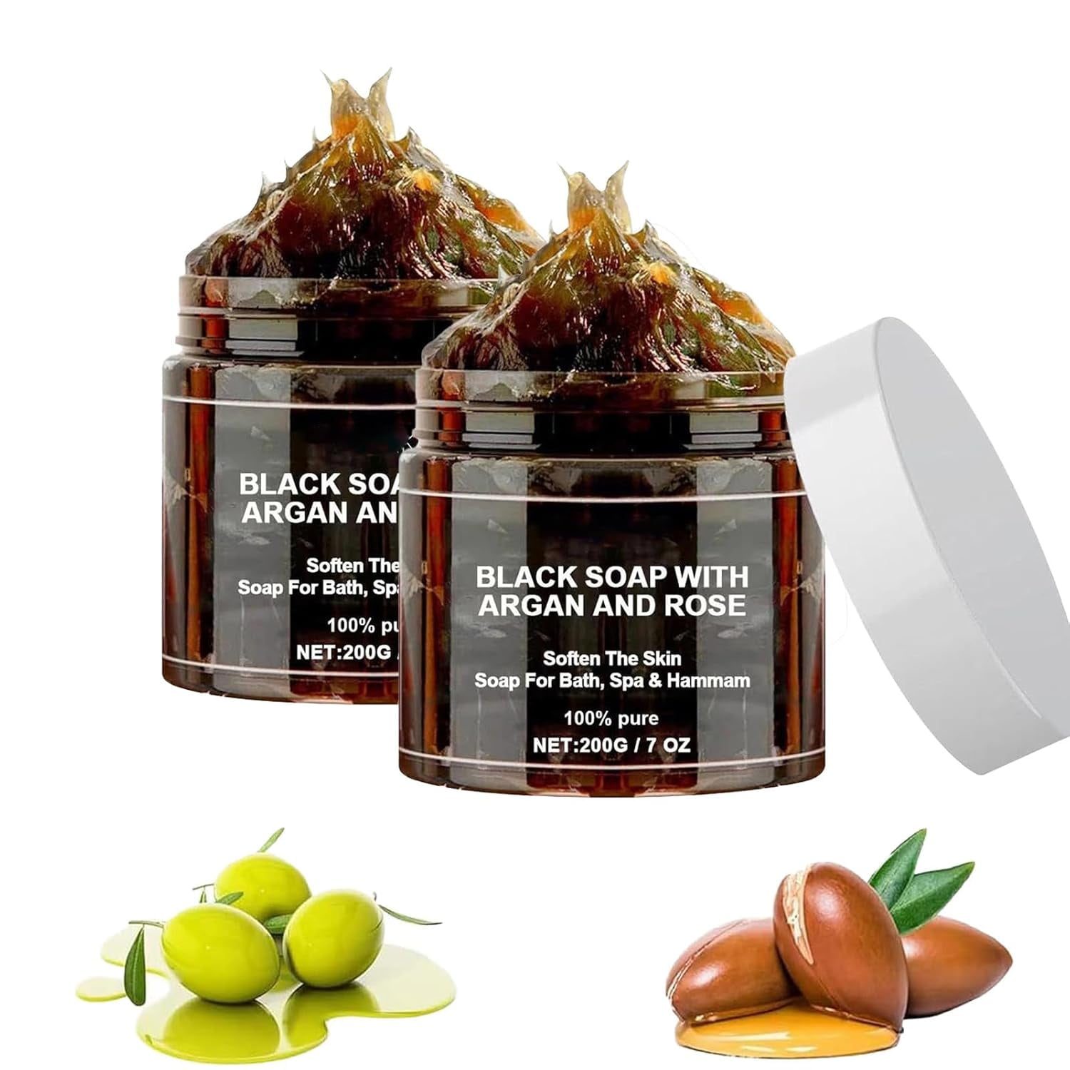 1/2/3PCS Morocco Black Beldi Soap, Black Soap with Argan and Rose ...