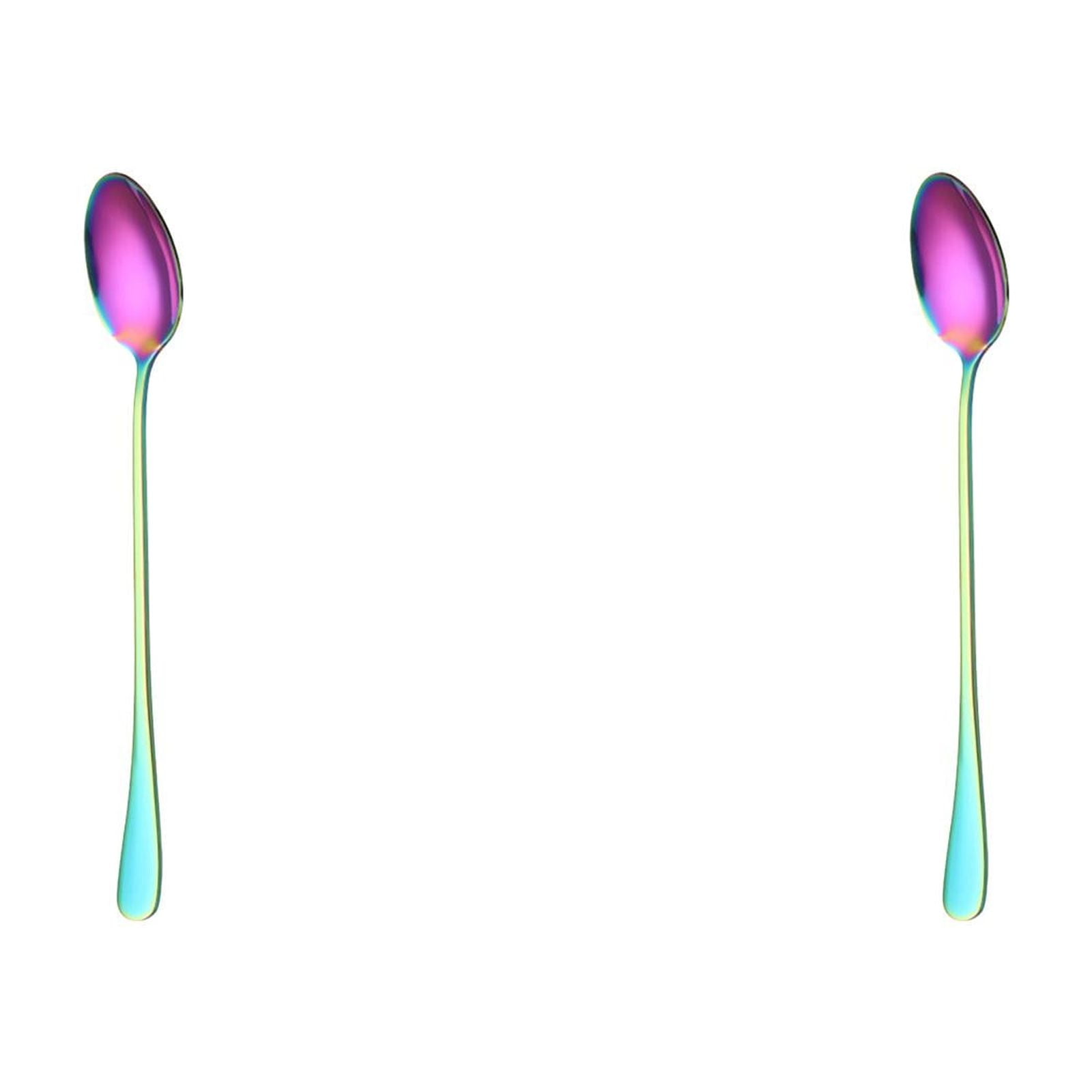 1/2/3PCS Rainbow Long Handle Iced Tea Spoons,Stainless Steel Long ...