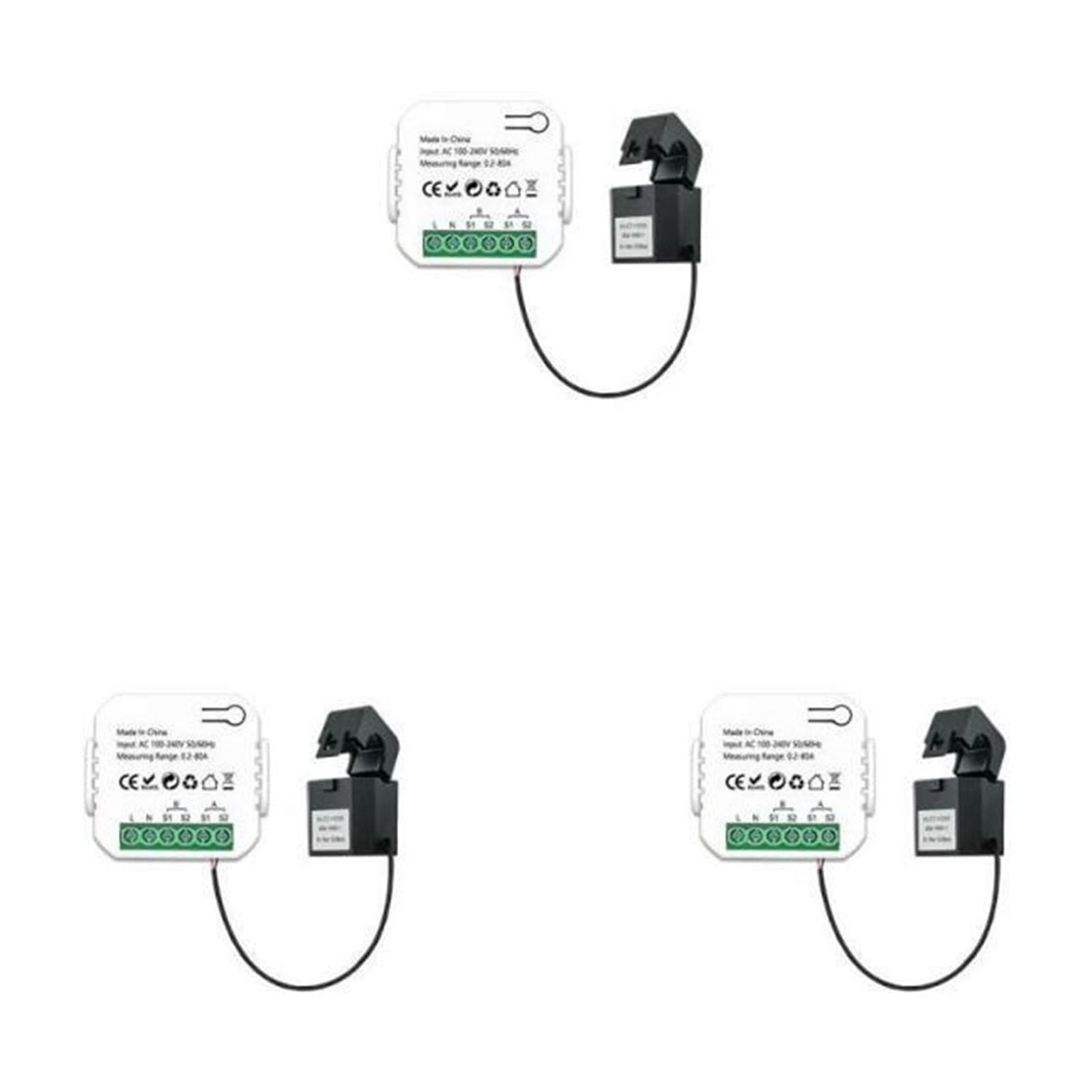 1/2/3PCS Tuya Energy Meter 80A With CT Clamp App Kwh Power Consumption ...
