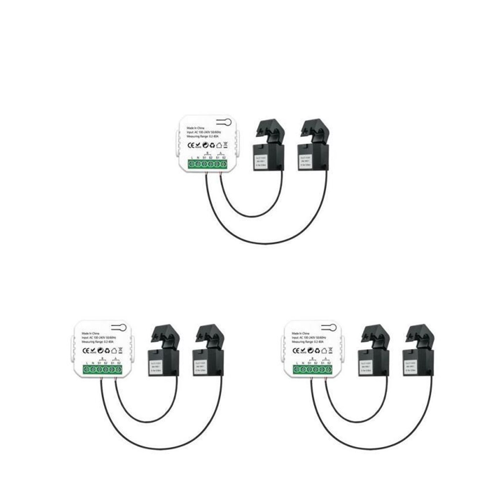 1/2/3PCS Tuya Energy Meter 80A With CT Clamp App Kwh Power Consumption ...