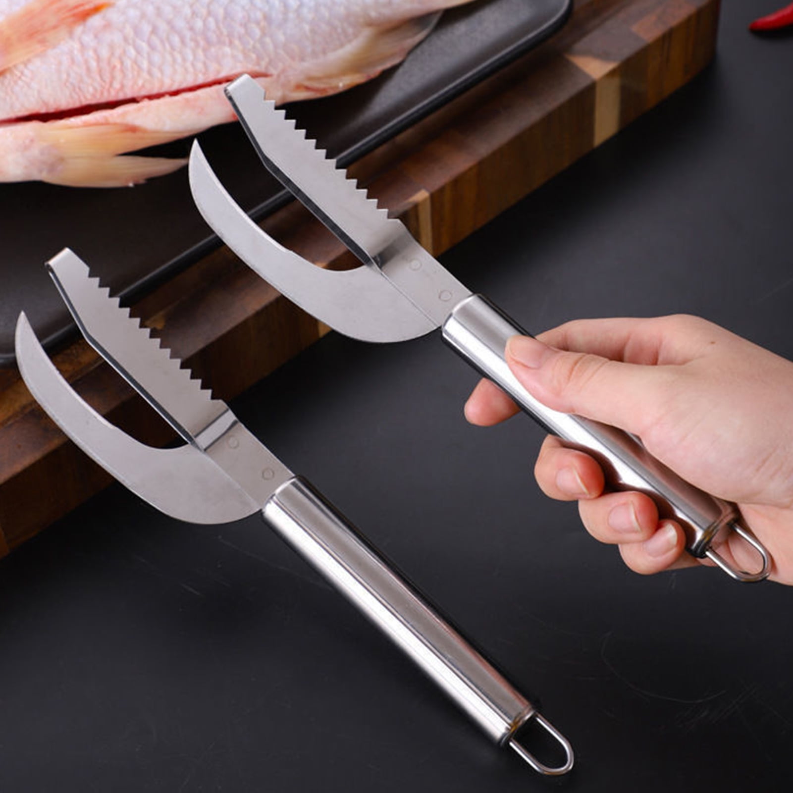 1/2/3Pcs Fish Scale Scraper Remover Cutter Stainless Steel Fish Hanging ...