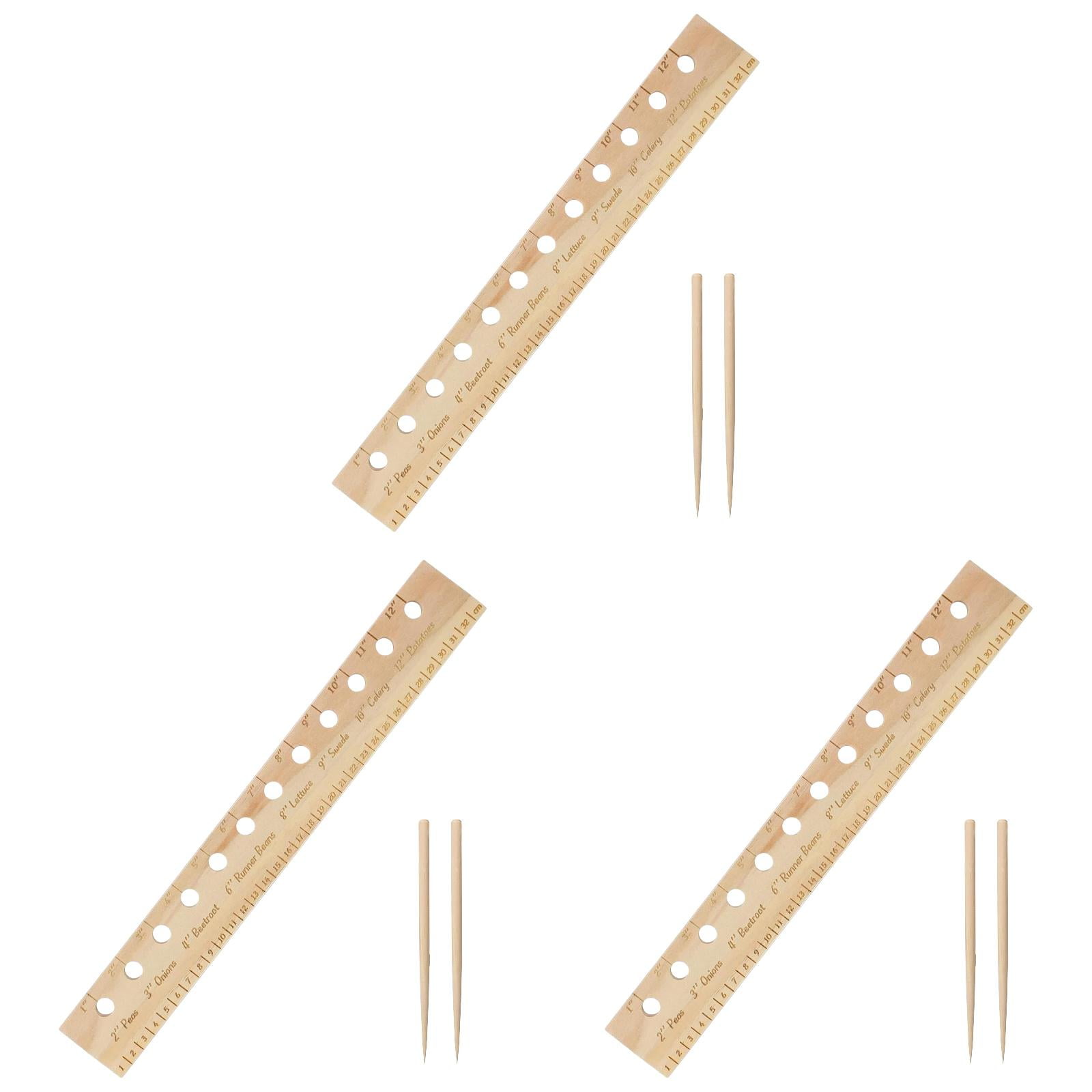 1/2/3Pcs Spacing Ruler with Holes and Dibber,Garden Template,Wood Tool ...