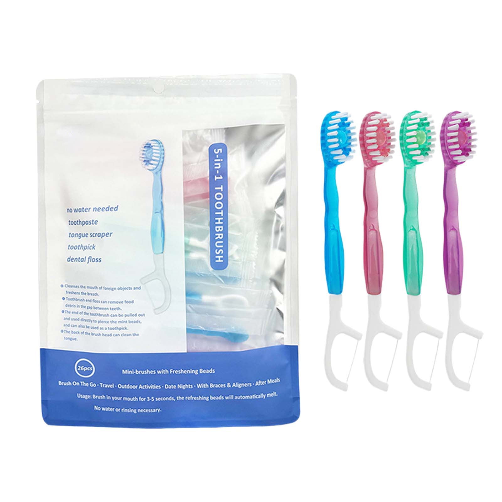 1/2/3Pcs Travel Toothbrush and Toothpaste,5 in 1 Mini Toothbrush ...