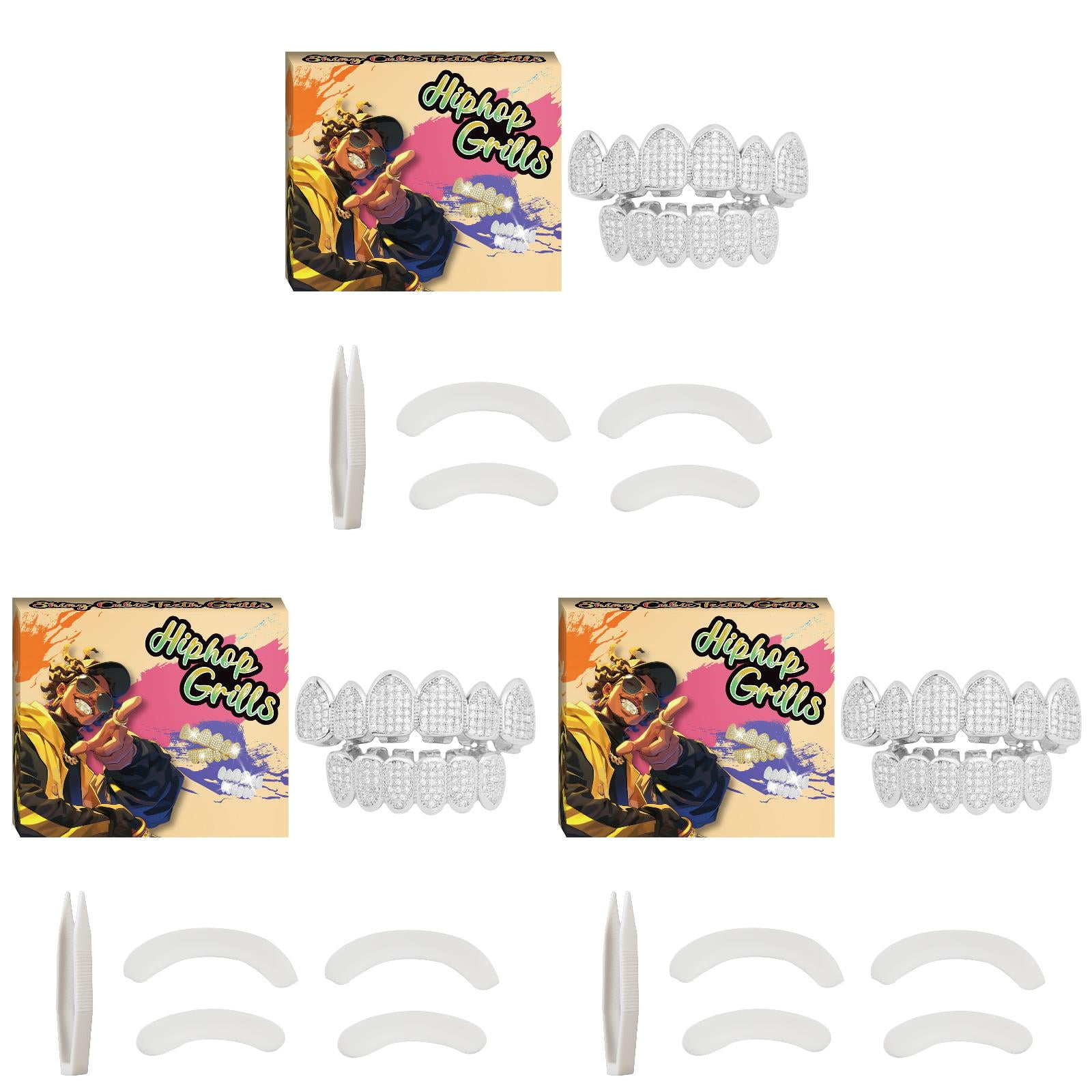 1/2/3Set Plated Gold Diamonds Teeth Grills, Mouth Teeth Grills Top ...