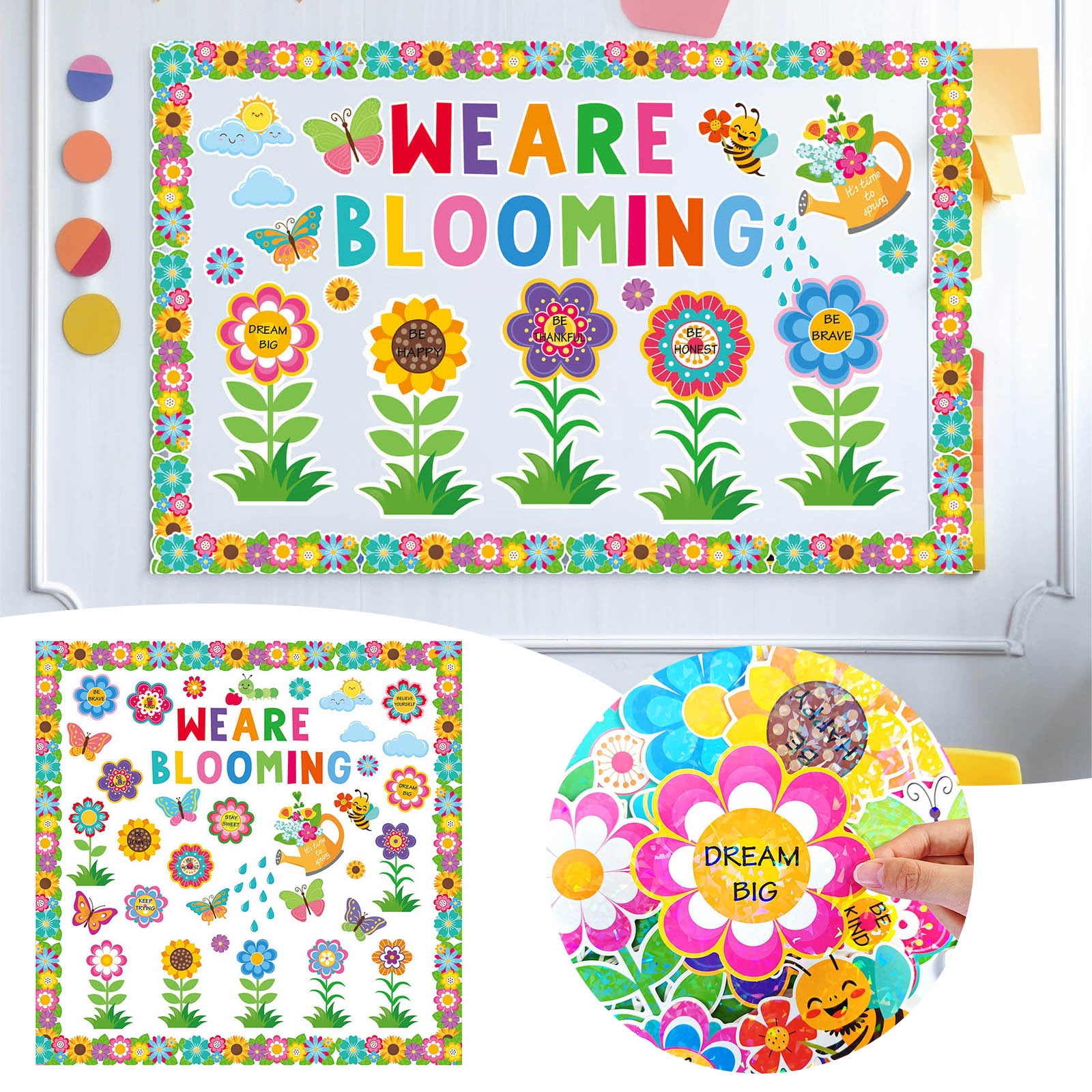 1/2/3Set Spring Bulletin Stickers Board Decorations,Colorful Paper Cut ...