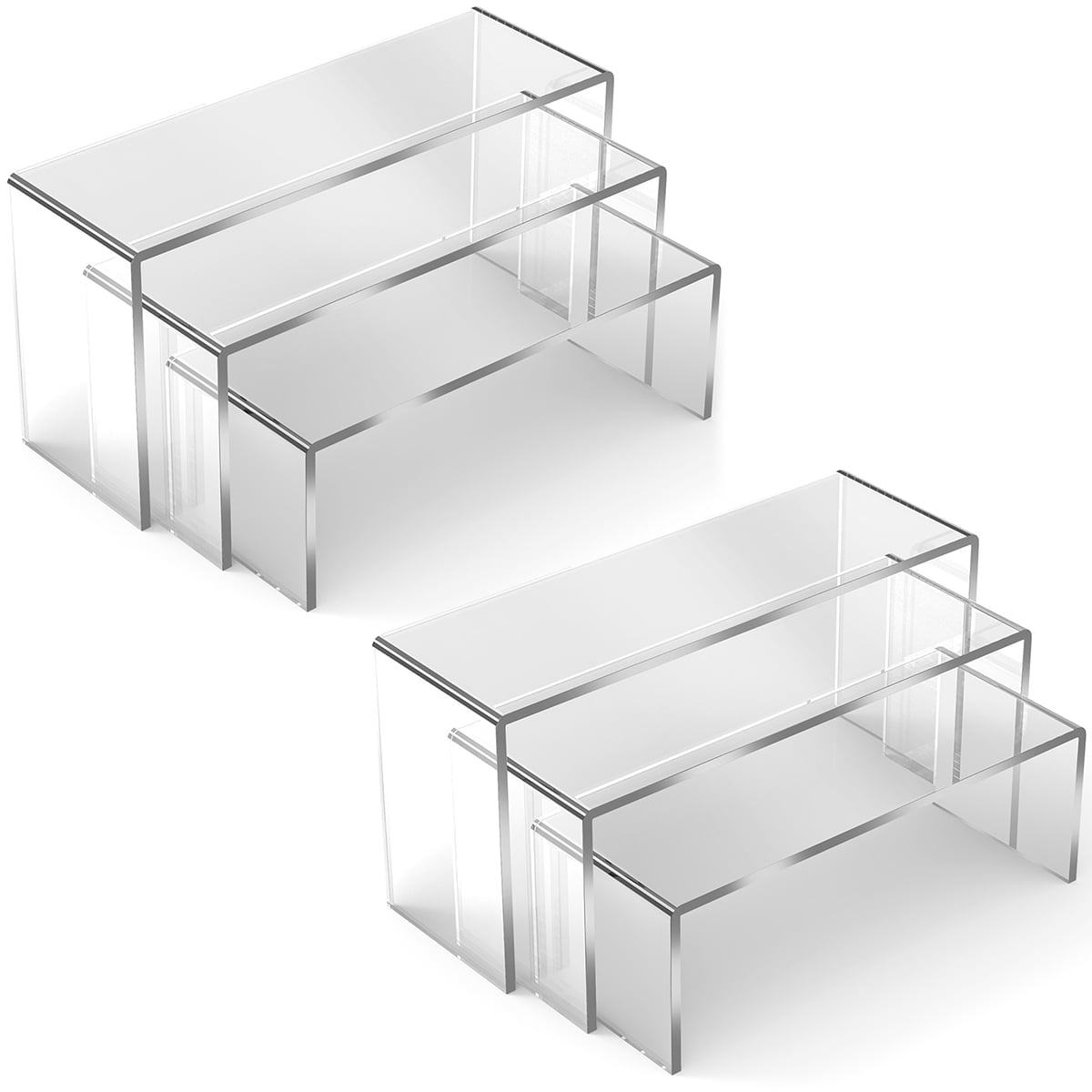 1/2/3Set U Shape Acrylic Display Riser Stand Clear Rectangular Display ...