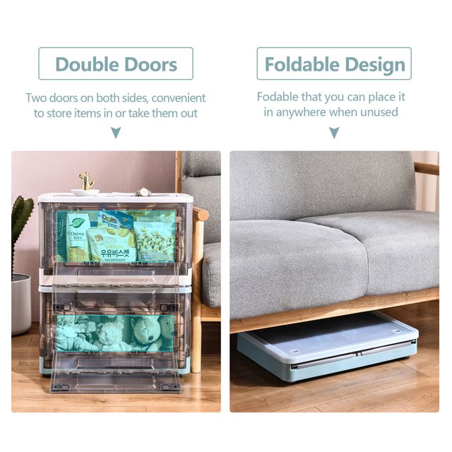 1/2/3pack Foldable Plastic Storage Bin Stackable Container Box w/Wheels ...