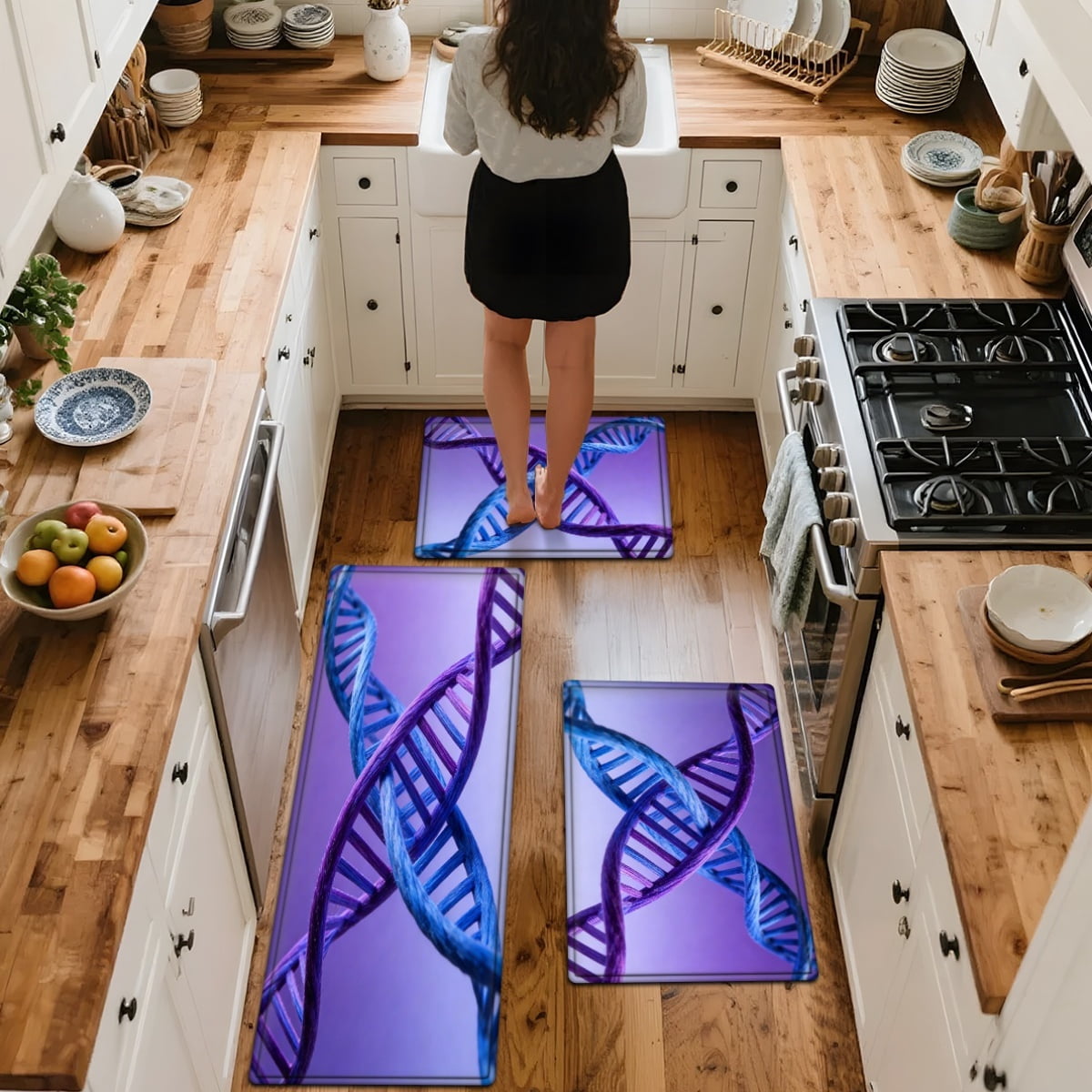 1/2/3pcs Double Helix Structure Flannel Soft Kitchen Rugs Non Slip ...