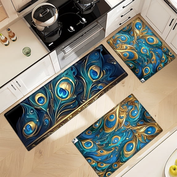 1/2/3pcs Peacock Floor Mat - Non-Slip Soft Mat Suitable, Bathroom ...