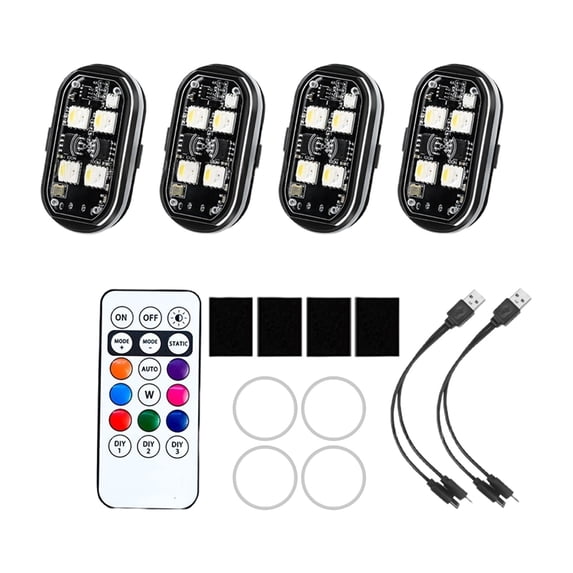 1/2/4/6/8pcs LED Warning Lights with Remote Control 8 Color Wireless ...