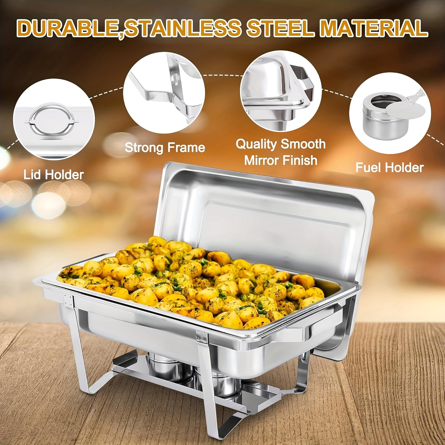 1/2/4/6 Packs 9QT Full Size Chafing Dish Buffet Set, Stainless Steel ...