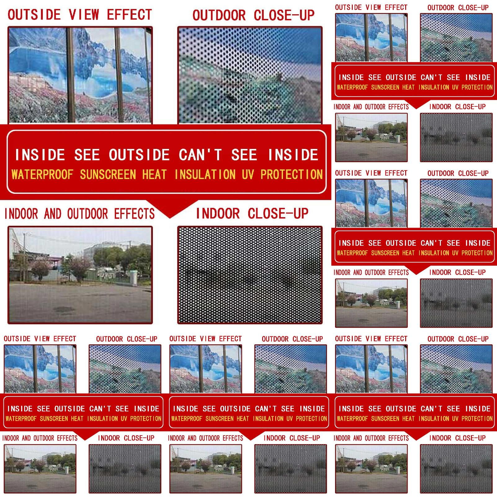 1/2/4/6PCS One Way Perforated Printable Window Film Glass Home Wall ...