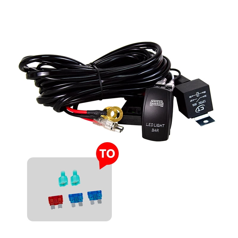 1 2 4 Lead 12V 40A LED Work Light Bar Wiring Harness Kit Offroad 4x4 ...
