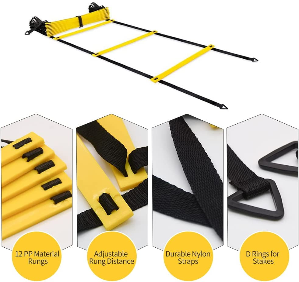 1/2/4 Pack 12 Rungs Agility Ladder Set, Adjustable Speed Ladder with ...