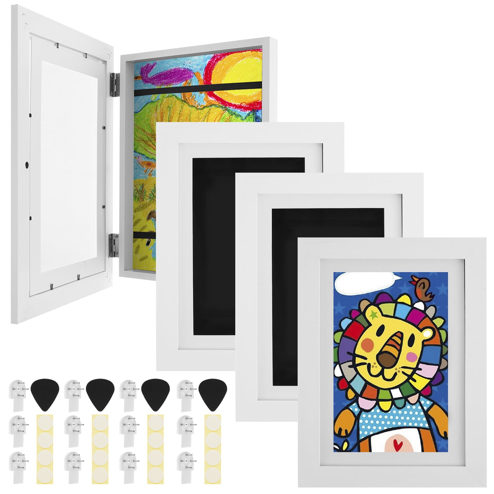 1/2/4 Pcs Kids Art Frame Front Opening Kids Artwork Display Frame ...