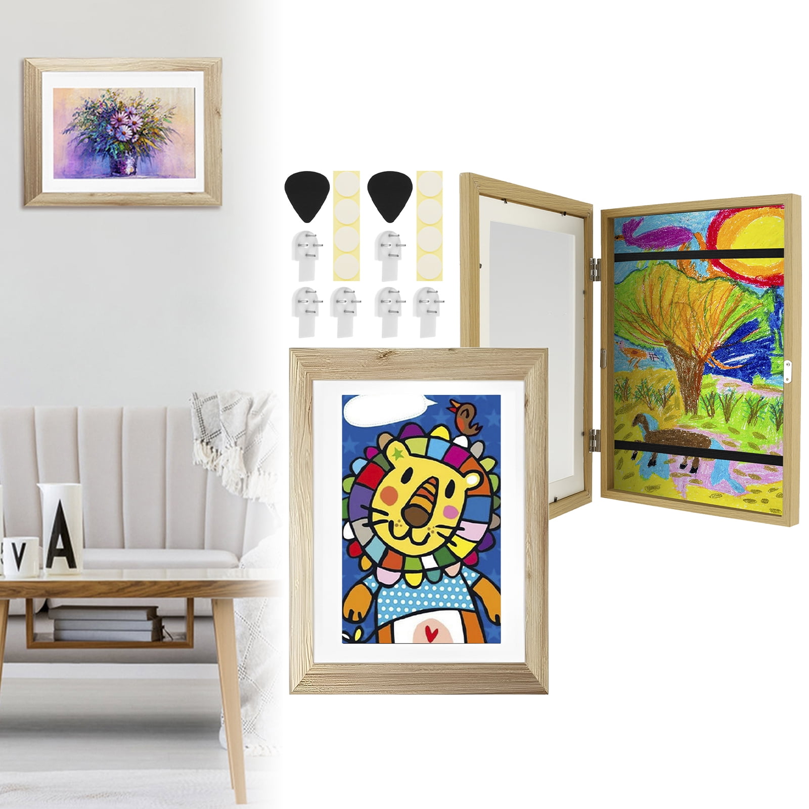 1/2/4 Pcs Kids Art Frame Front Opening Kids Artwork Display Frame Changeable Kids Artwork Frame ...