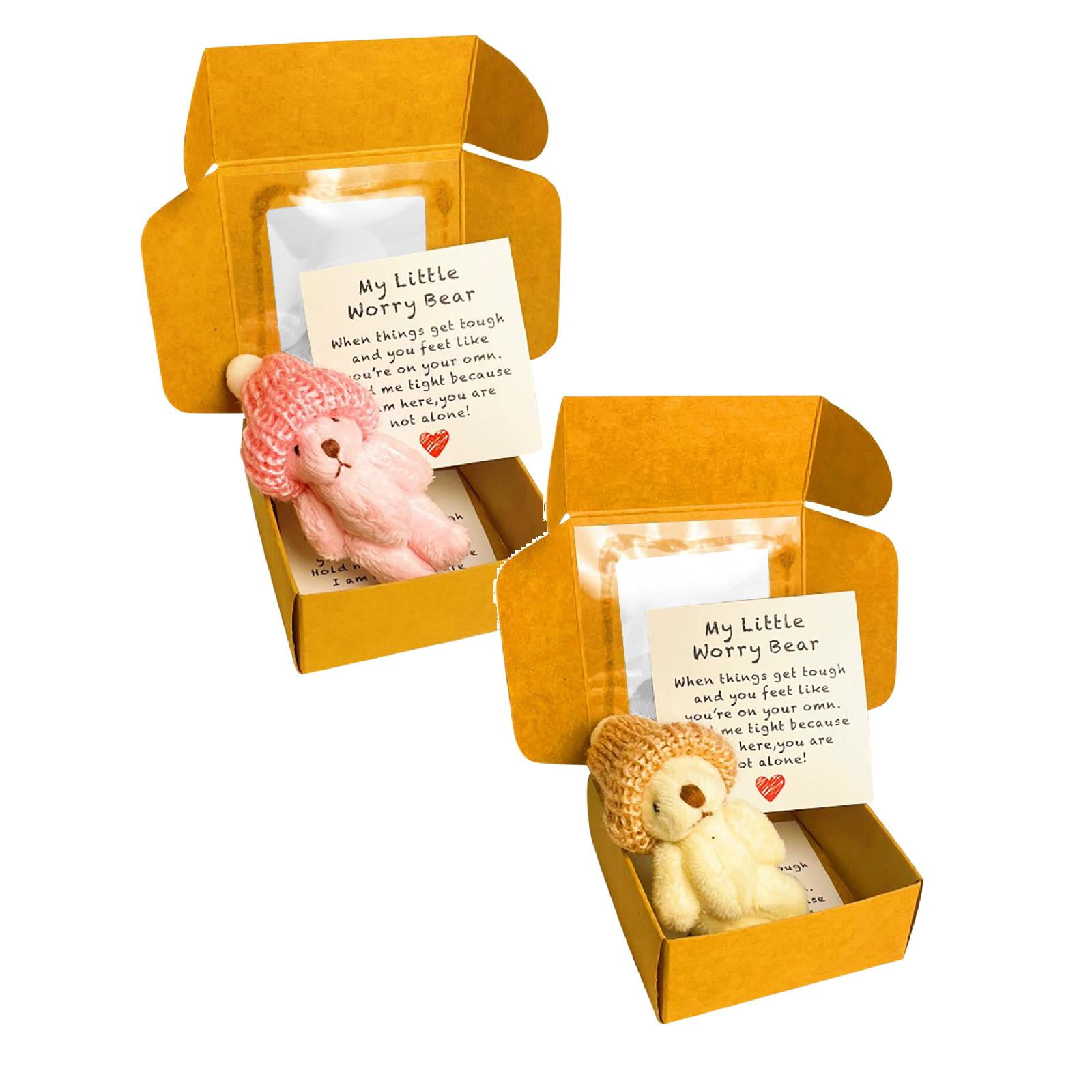 1/2/4PCS Handmade Mini Plush Teddy Bear in Box, Little Pocket Bears Hug ...