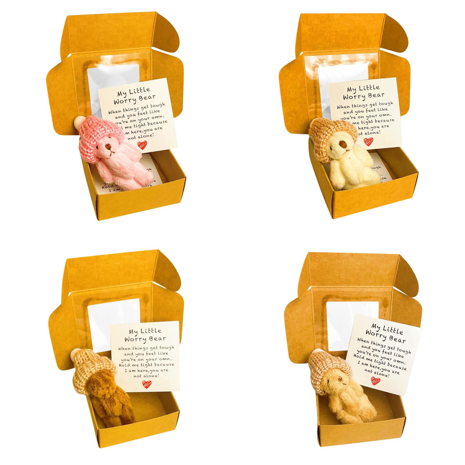 1/2/4PCS Handmade Mini Plush Teddy Bear in Box, Little Pocket Bears Hug ...