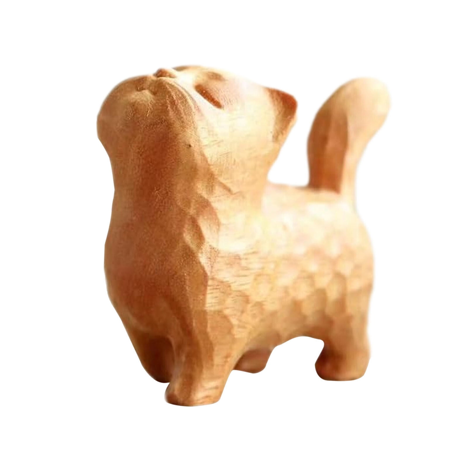 1/2/4PCS Wooden Cat Statue Animal Carving Wood Figure Decor Children ...