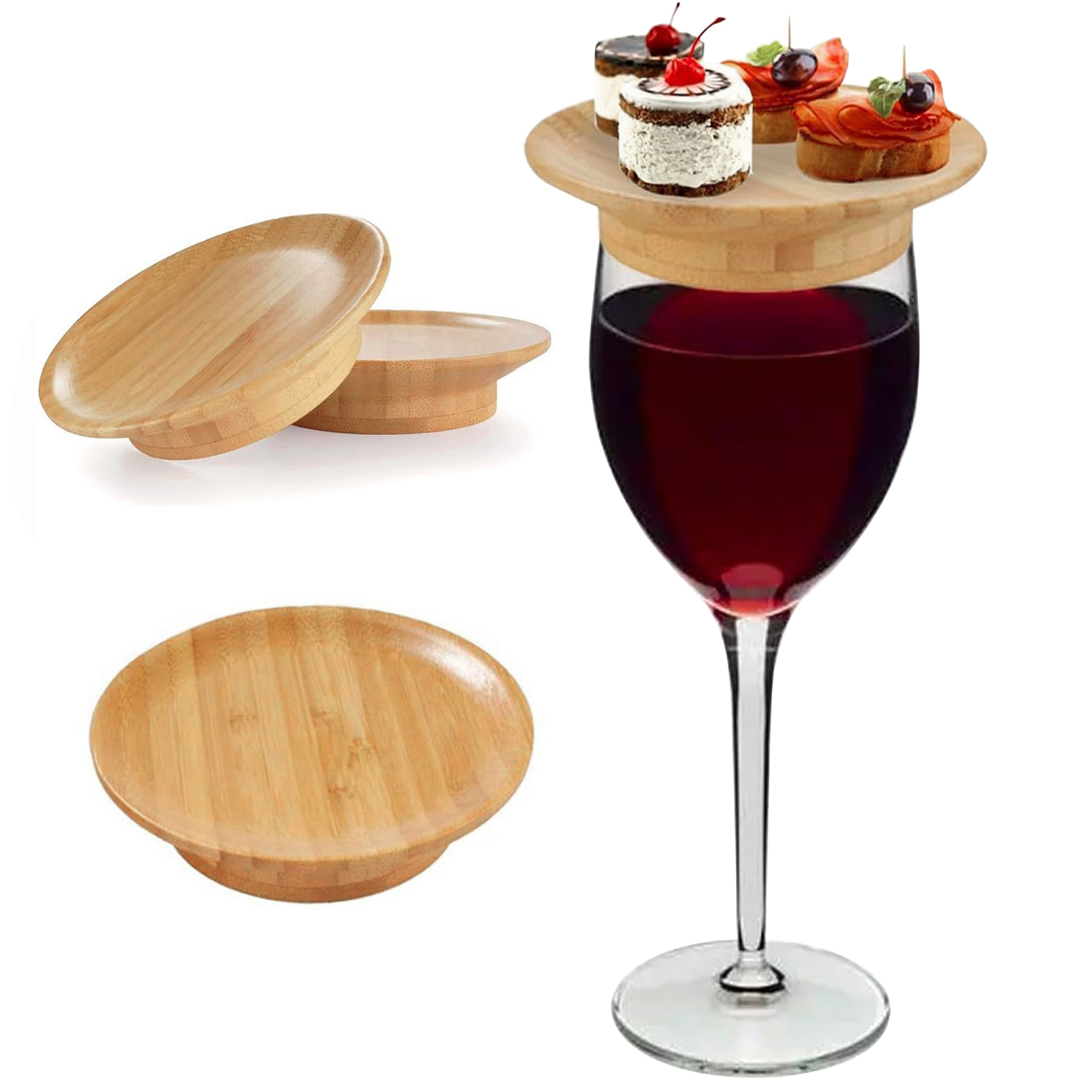 1/2/4Pcs Wine Glass Charcuterie Topper Appetizer Plate Wooden Red Wine ...