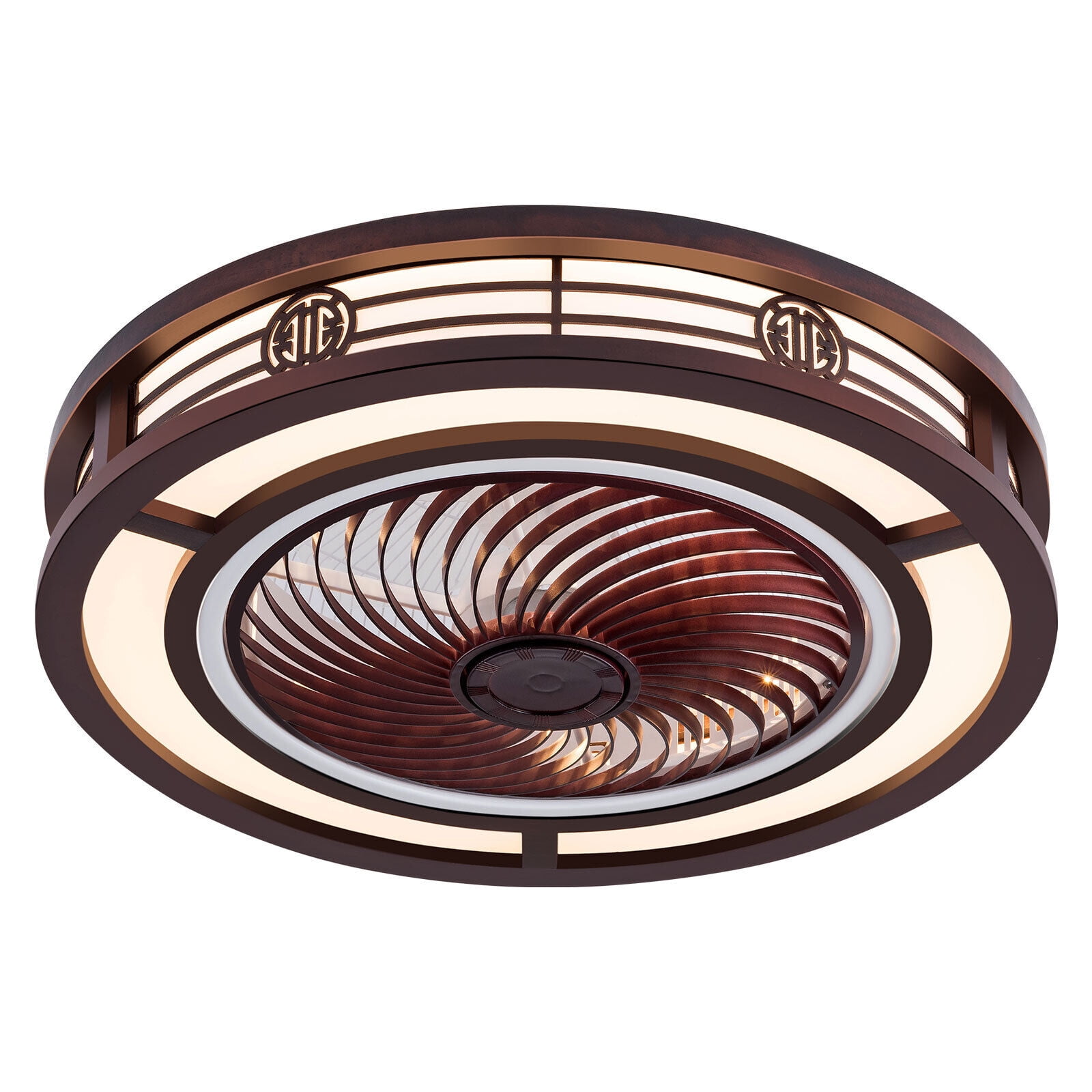 1/2/4h Timing Caged Low Profile Ceiling Fan Lamp Neo-Chinese Ceiling ...