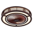Caged Low Profile Ceiling Fan with LED Light, Solid Wood and ABS, 40W ...