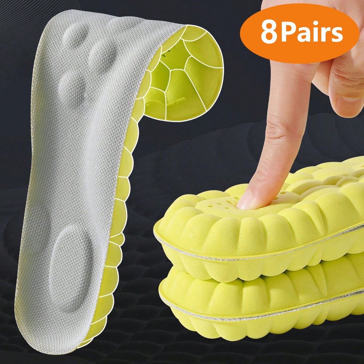 1/2/4pairs Latex Sport Insoles Soft High Elasticity Shoe Pads Orthotic ...