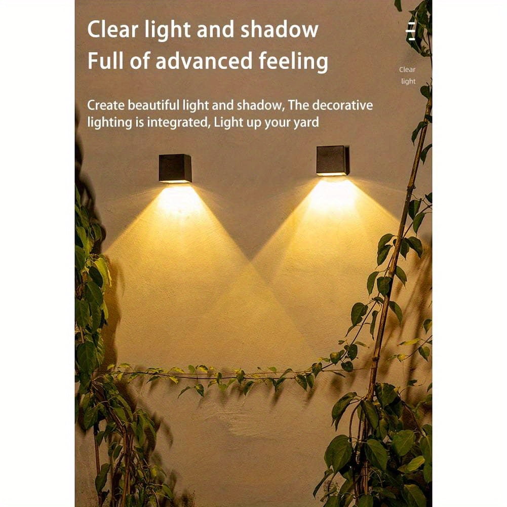 1/2/4pcs Square LED Solar Wall Lights with Warm White and RGB Modes ...