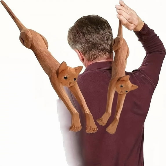 1/ 2/ 4pcs Wooden Cat Shaped Back Scraper, Manual Massage Tool, th ...