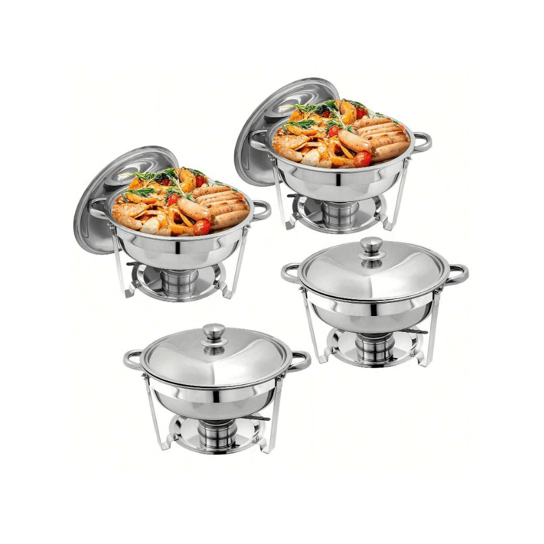 1/2/4sets Round Dining Stove, 5 Qt Stainless Steel Gourmet Chafing Dish ...