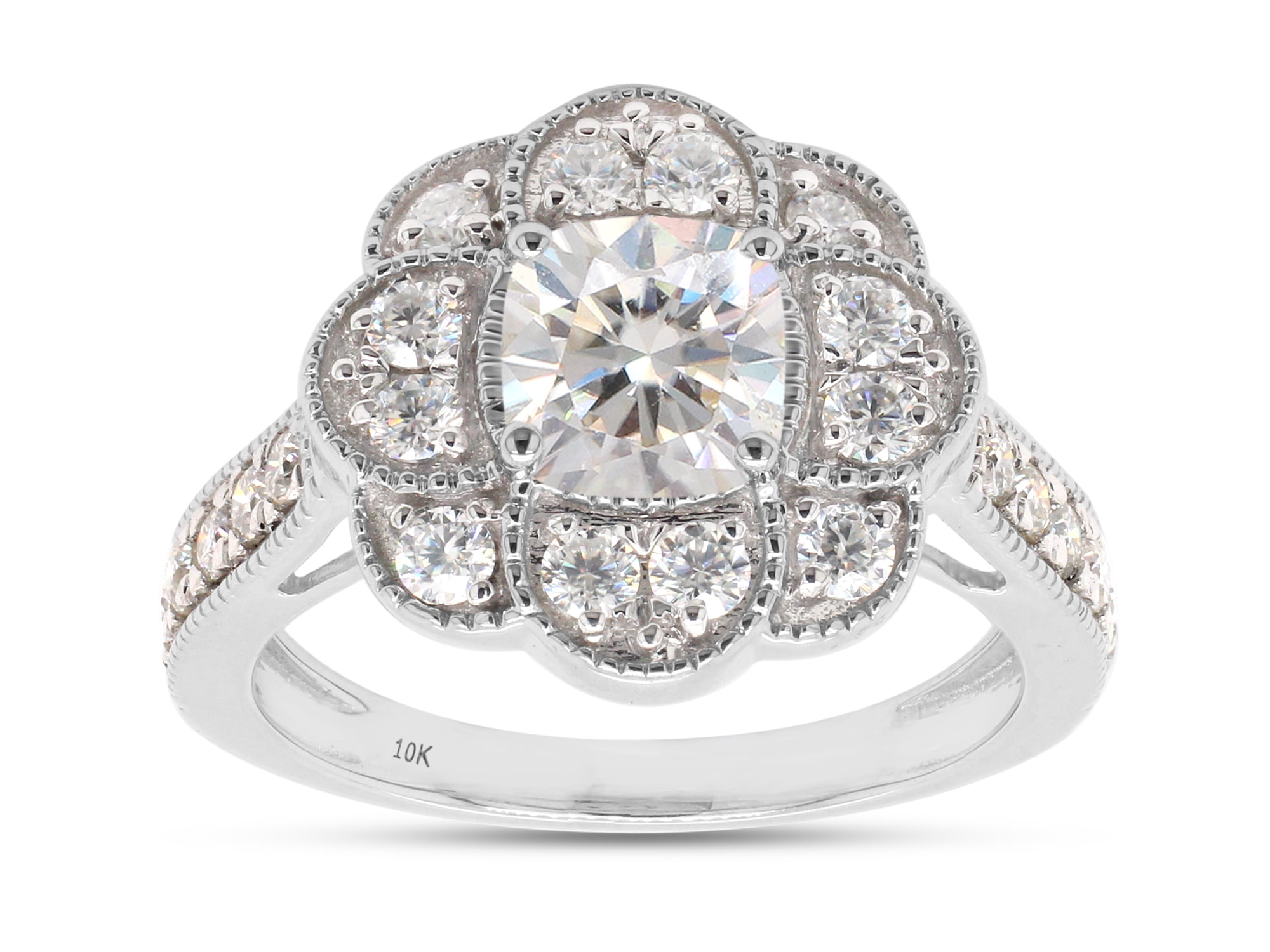 1 2/5 ct.t.w Center 6MM Cushion Cut Lab Created Moissanite Diamond ...