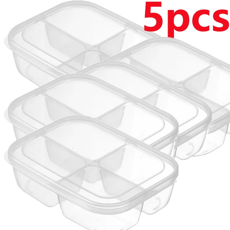 1/2/5PCS Transparent Four Grid Refrigerator Large Capacity Storage Box ...