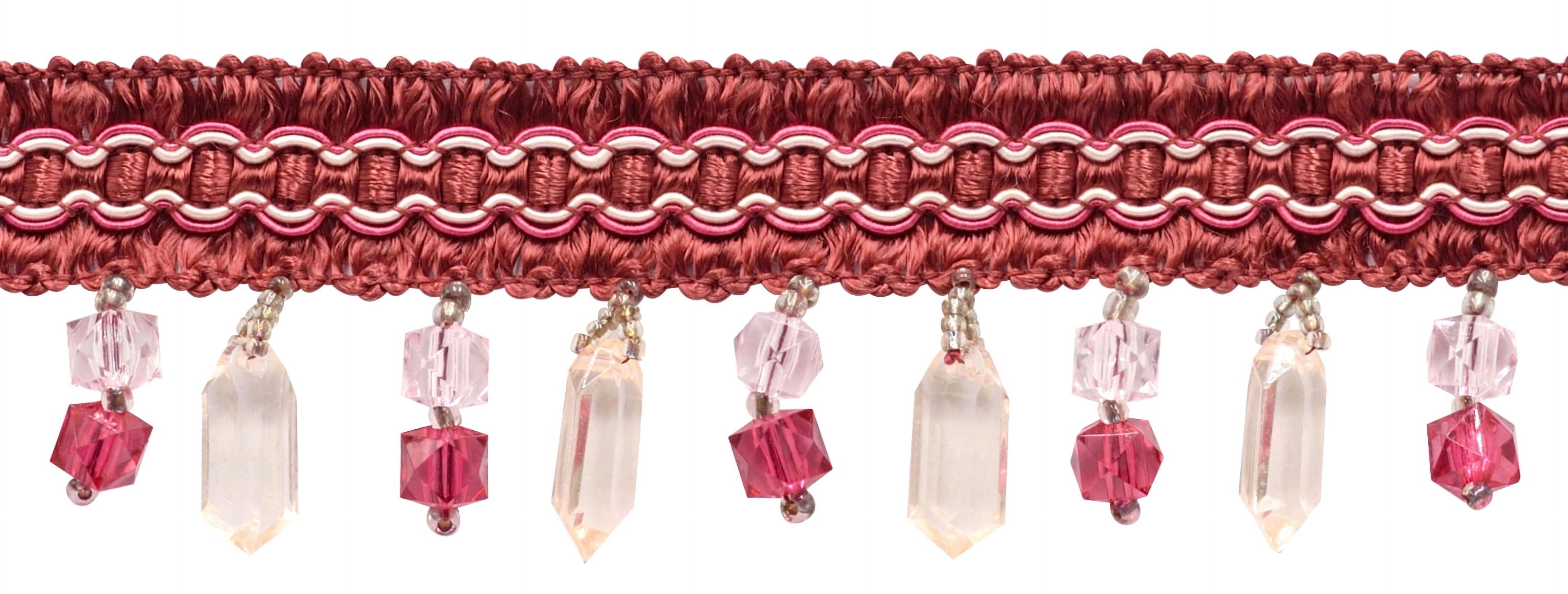 1" (2.5cm) Beaded Briolette & Baguette Tassel with Pretty Knitted Gimp ...