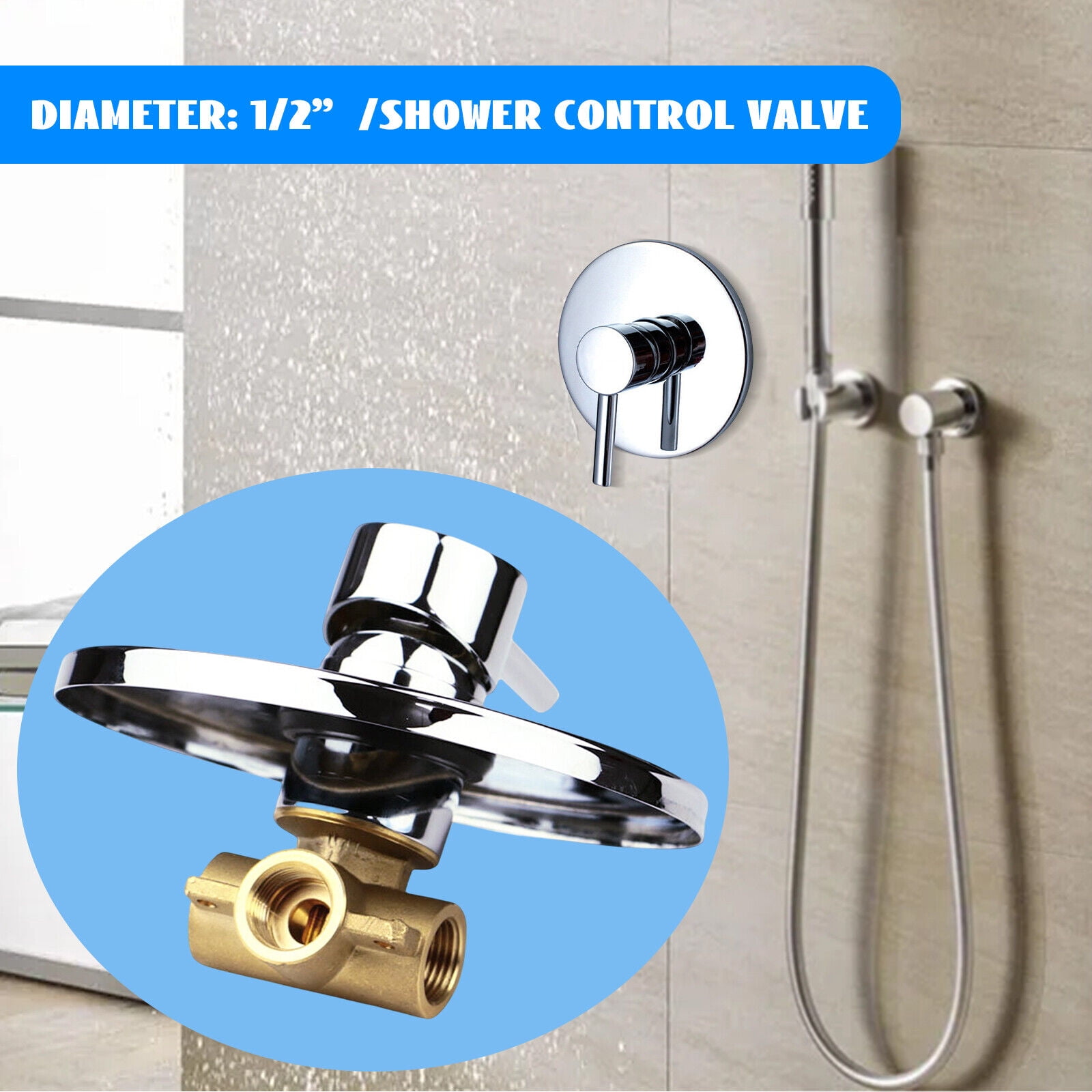 1/2" Bathroom Shower Tap Control Valve Faucet Mixer Hot&Cold Water ...