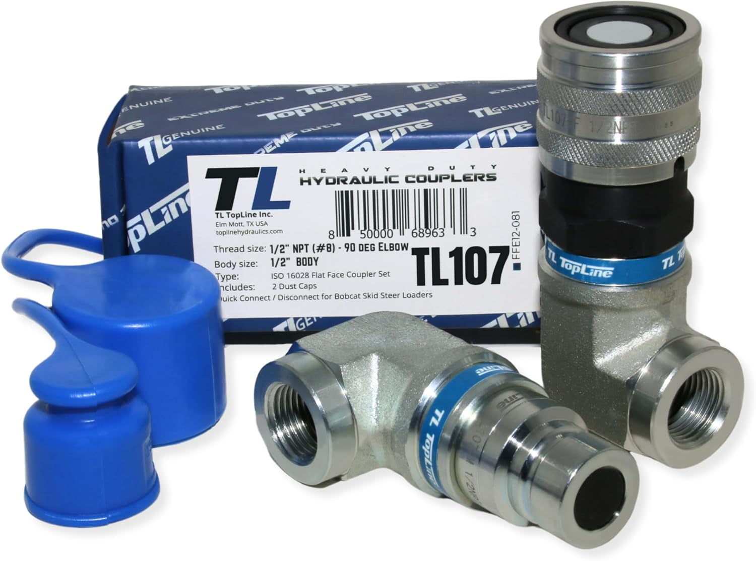 1/2" Body with 90 deg. Elbow 1/2" NPT Thread | Flat Face Hydraulic ...