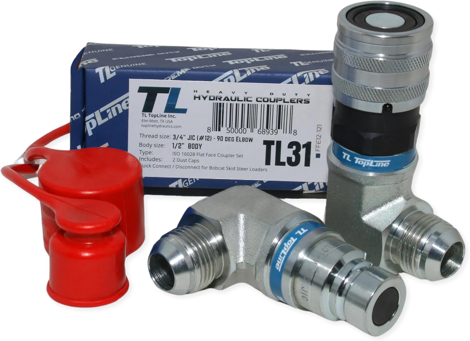 1/2" Body with 90 deg. Elbow 3/4” JIC Male Thread | Flat Face Hydraulic ...