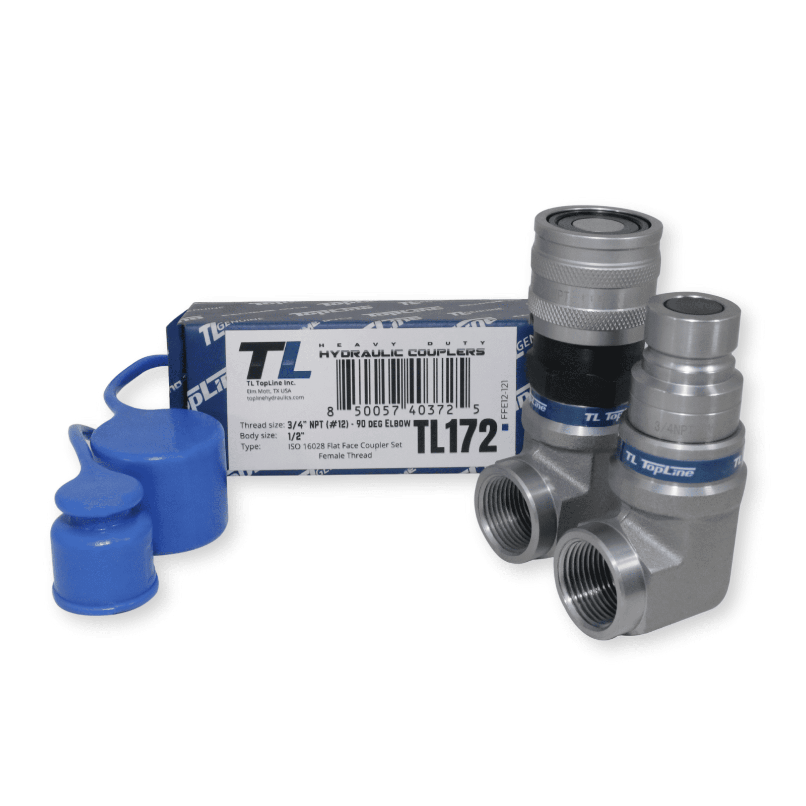 1/2" Body with 90 deg. Elbow 3/4" NPT Thread | Flat Face Hydraulic ...