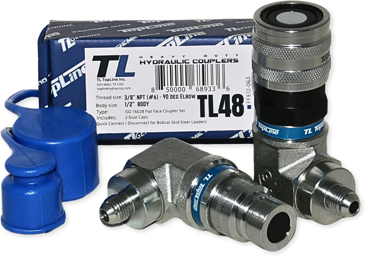 1/2" Body with 90 deg. Elbow 3/8” JIC Thread | Flat Face Hydraulic ...