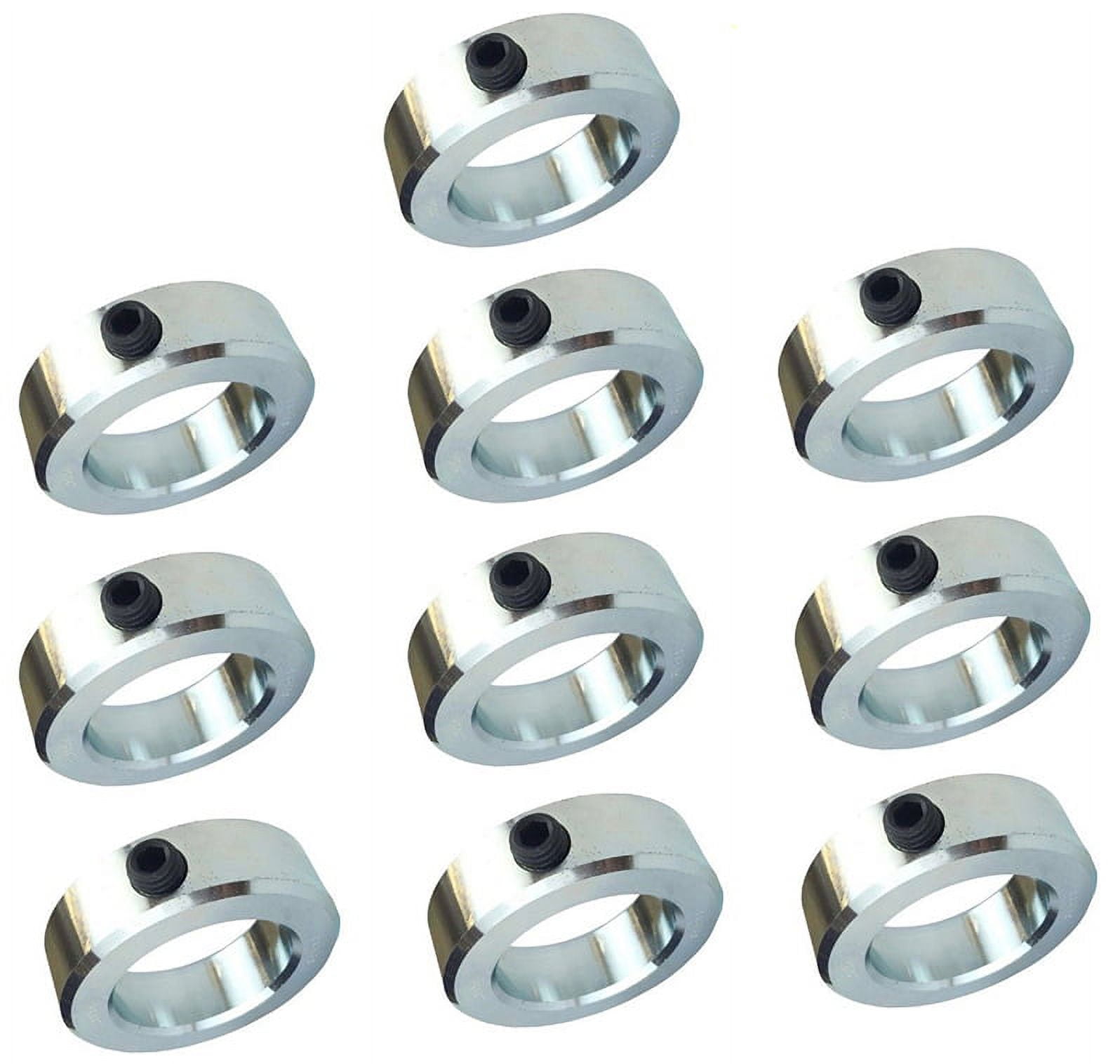 1/2" Bore Solid Steel Zinc Plated Shaft Collars Set Screw Style (10 PCS ...
