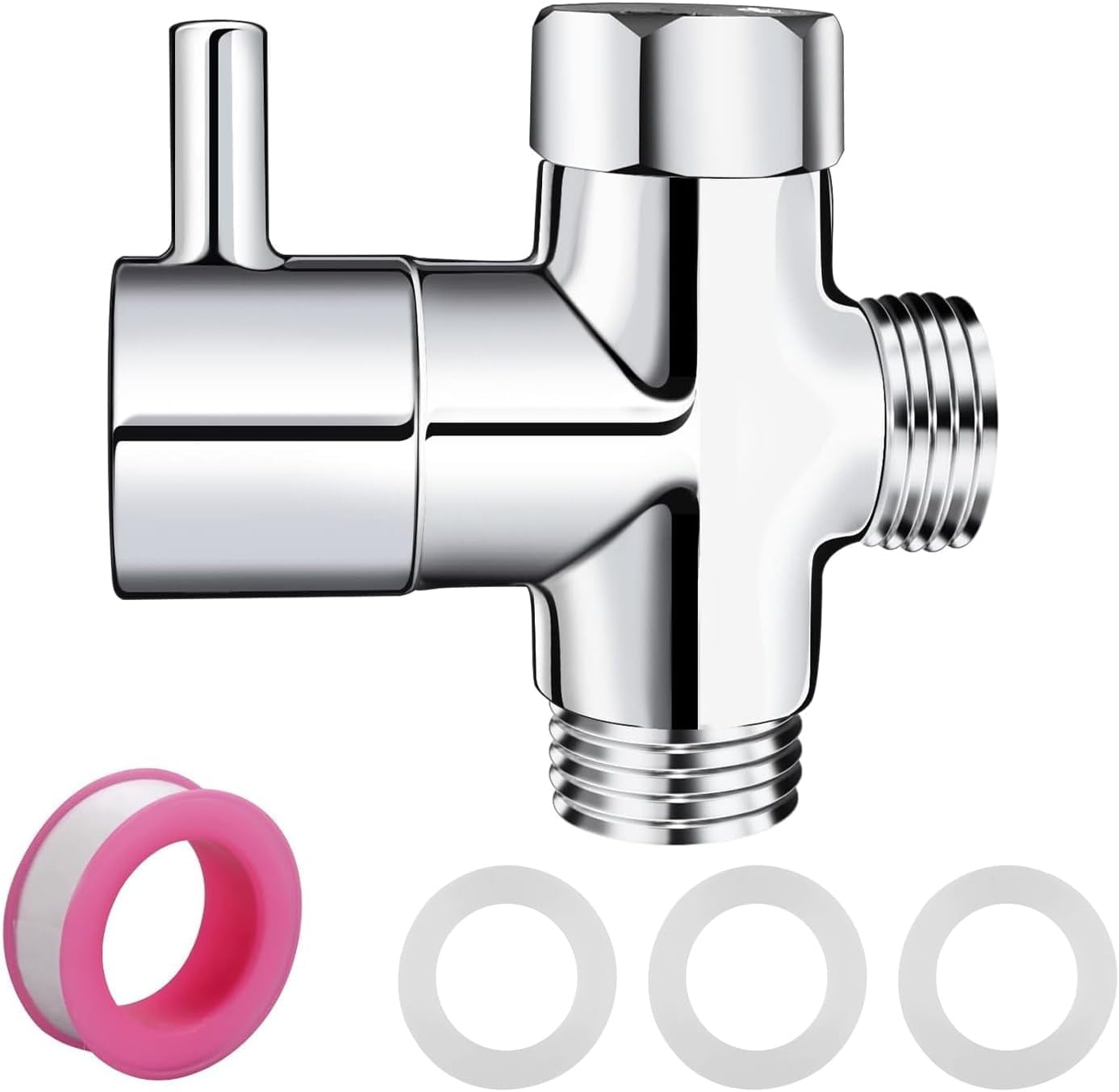 1/2" Brass 3-Way Switch Valve Shower Switch Adapter with Seal, Three ...
